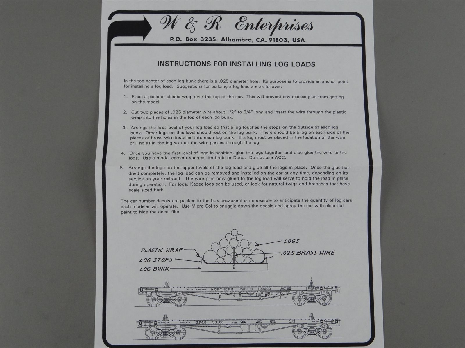 HO Brass Model Train Cars - W&R NP Northern Pacific 41' Truss Rod Log 3 ...