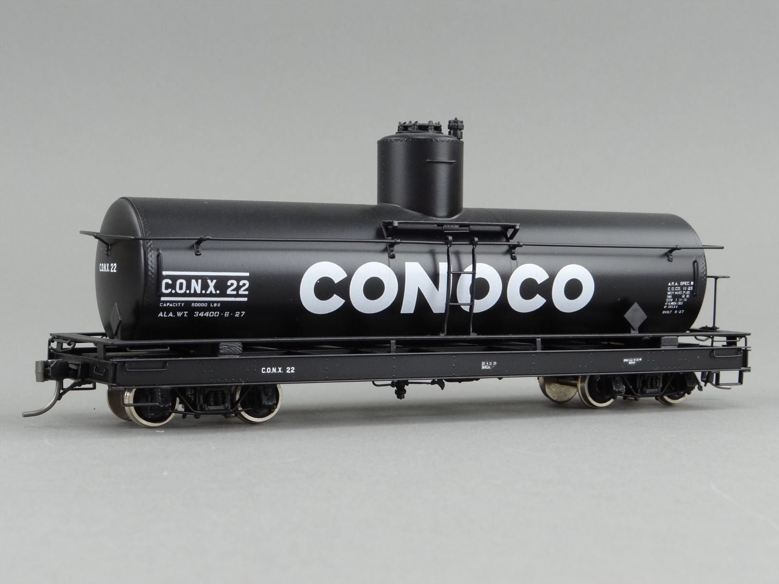Sn3 Scale Brass PBL Milestone Models Conoco Tank Car #22 - Wide Frame - Tall Dome