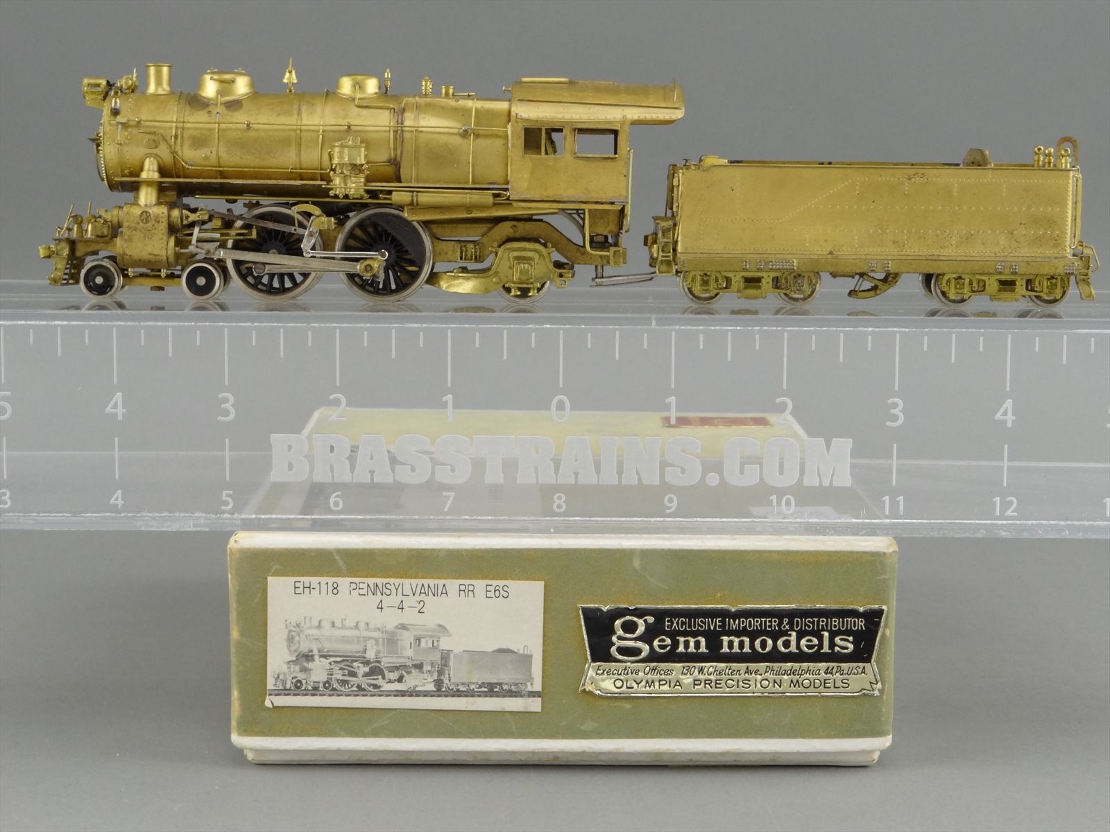HO Brass Model Train - GEM Olympia PRR Pennsylvania 4-4-2 E6s Atlantic Steam - Unpainted
