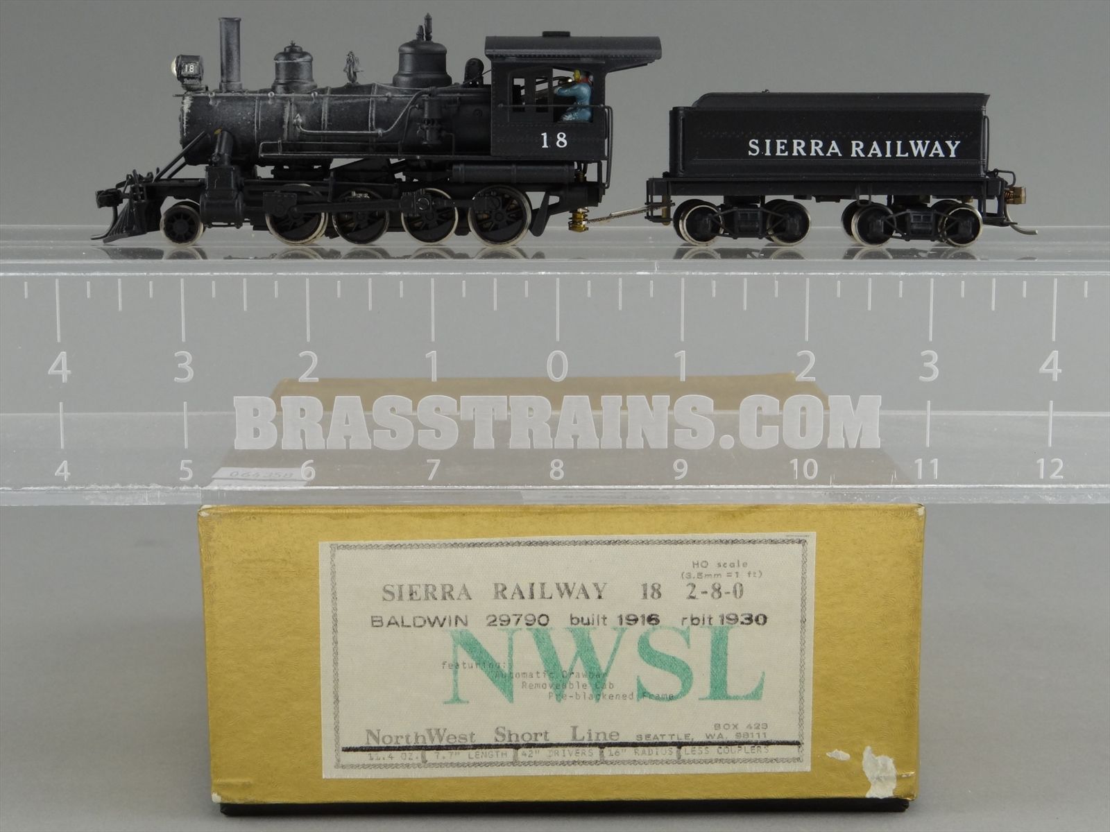 HO Brass Model Train - NWSL Sierra Railway 2-8-0 #18 - Custom Painted
