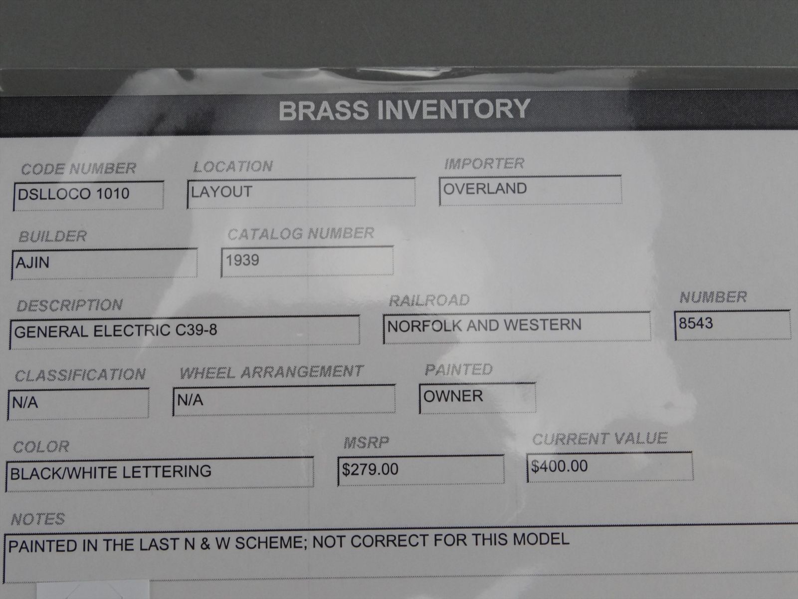 HO Brass Model Train - OMI 1939 Overland NS Norfolk Southern C39-8 ...