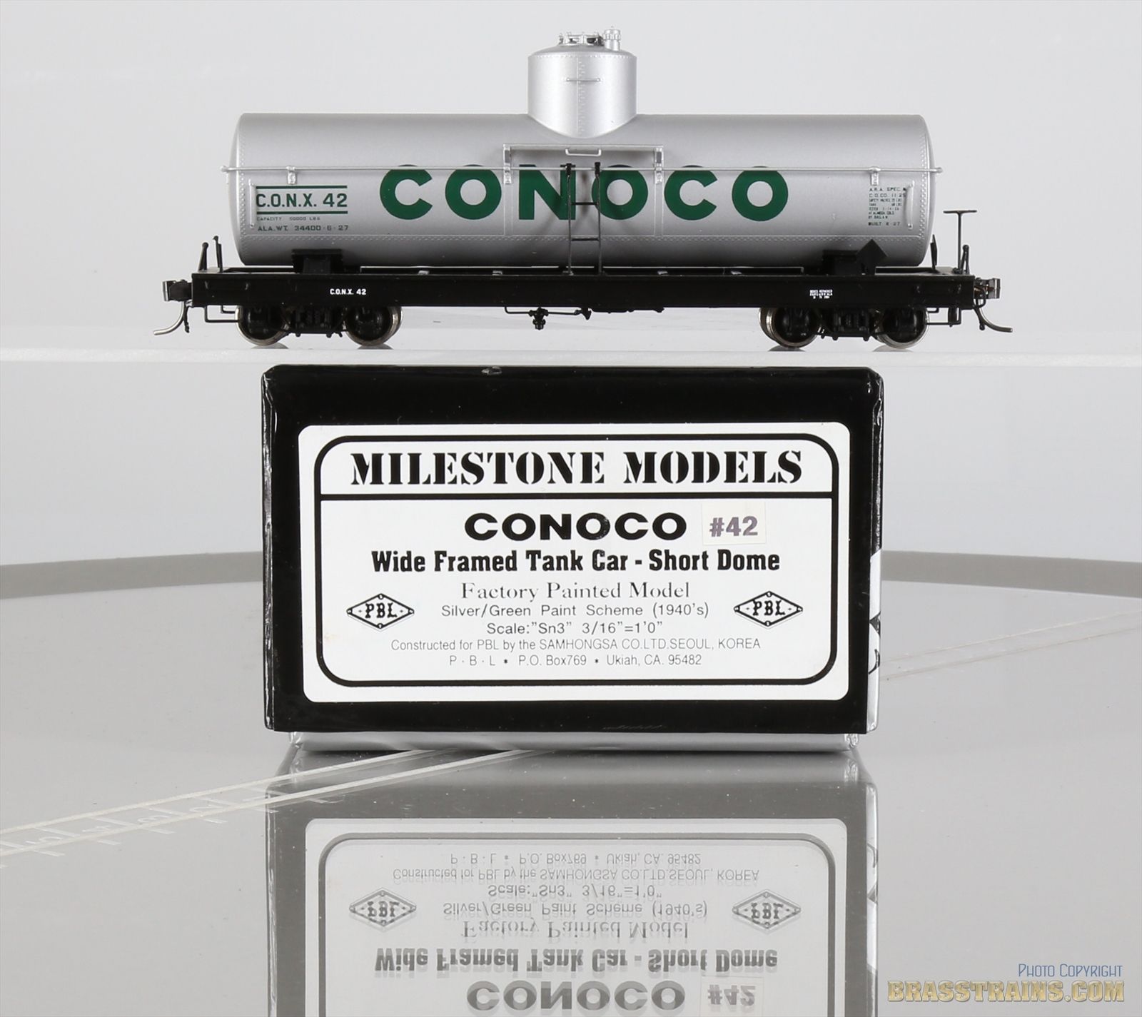 Sn3 Scale Brass PBL Milestone Models Conoco Tank Car #42 - Wide Frame ...