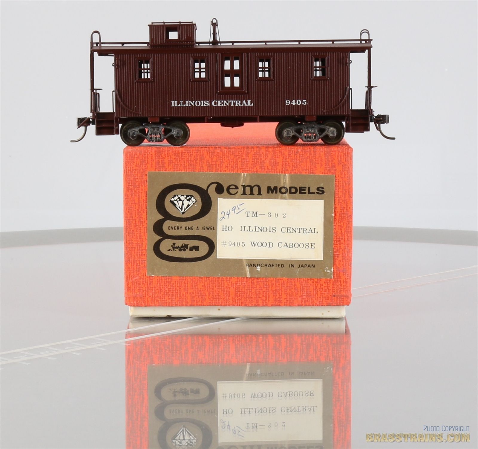 HO Brass Gem TM-302 - #9405 Illinois Central Wood Caboose - Custom