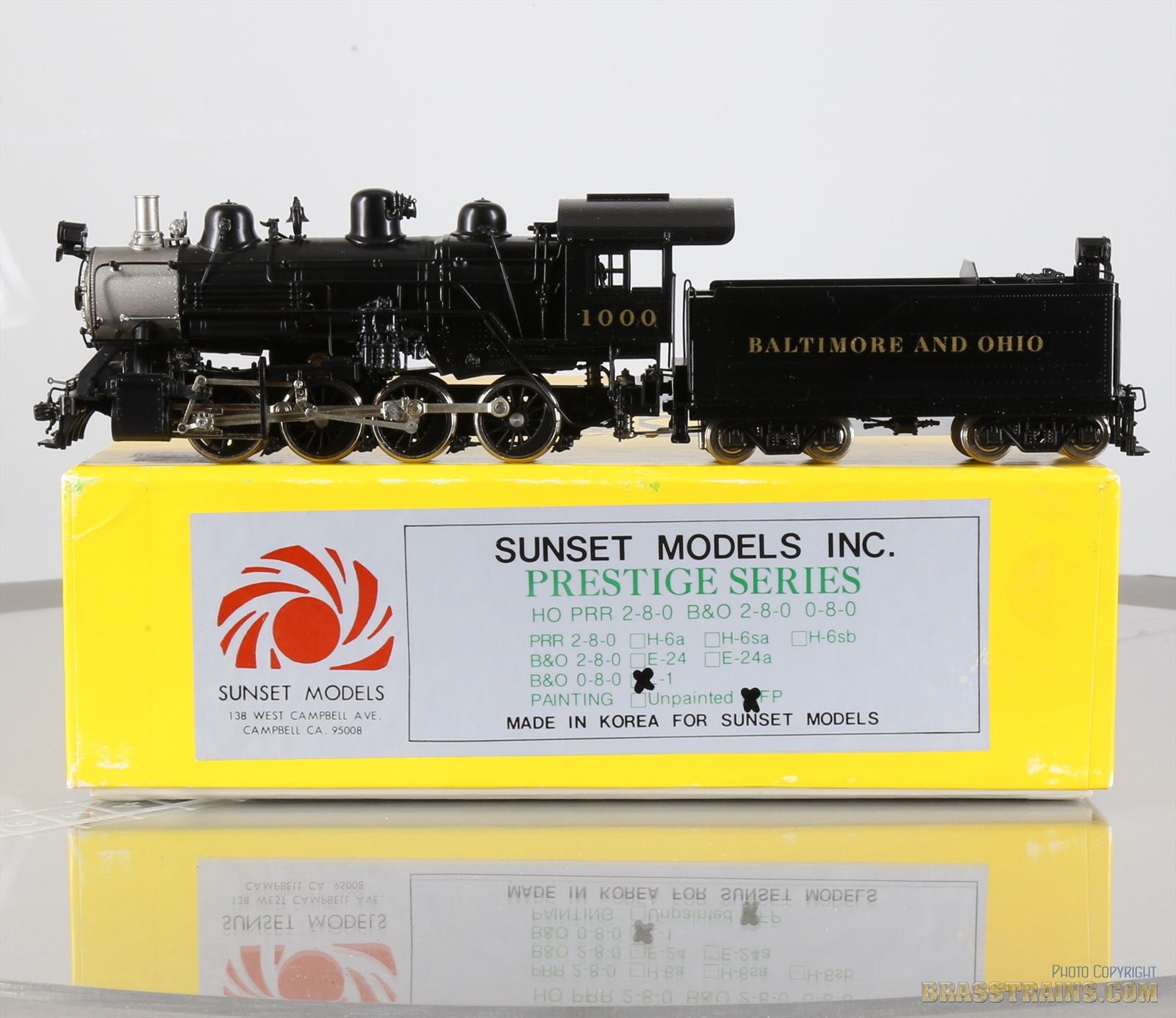 HO Brass Model Train - Sunset Models B&O Baltimore & Ohio 0-8-0 #1000 L-1
