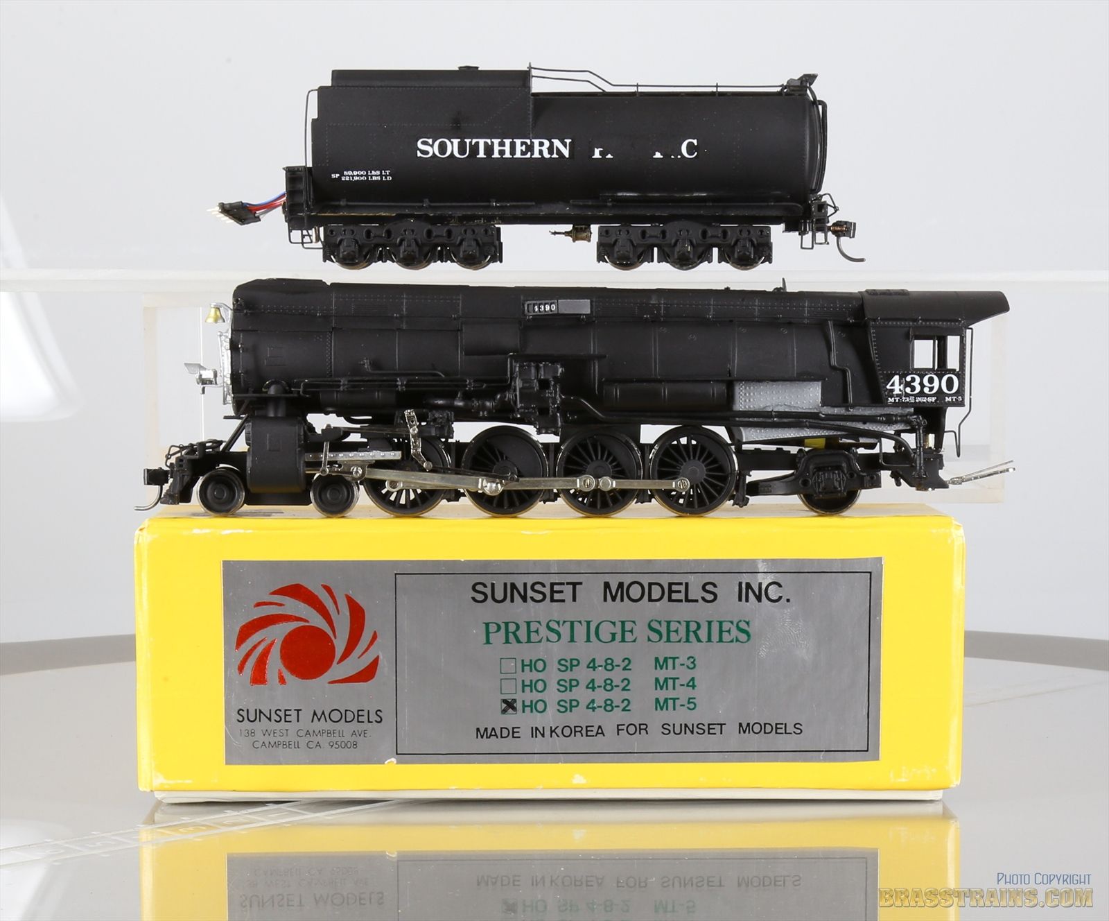 HO Brass Sunset Models SP Southern Pacific 4-8-2 MT-5 #4390 - Custom w ...