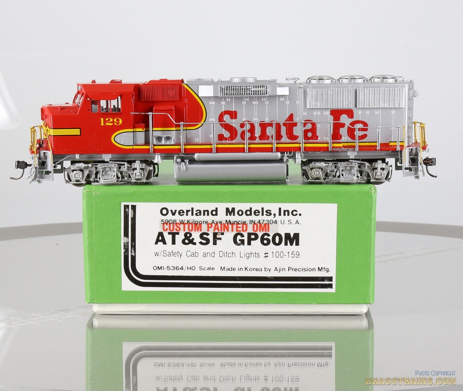 HO Scale Brass Model Train - OMI 5364 Overland BNSF H3 GP60M Diesel #129 - Custom - w/Sound + DCC