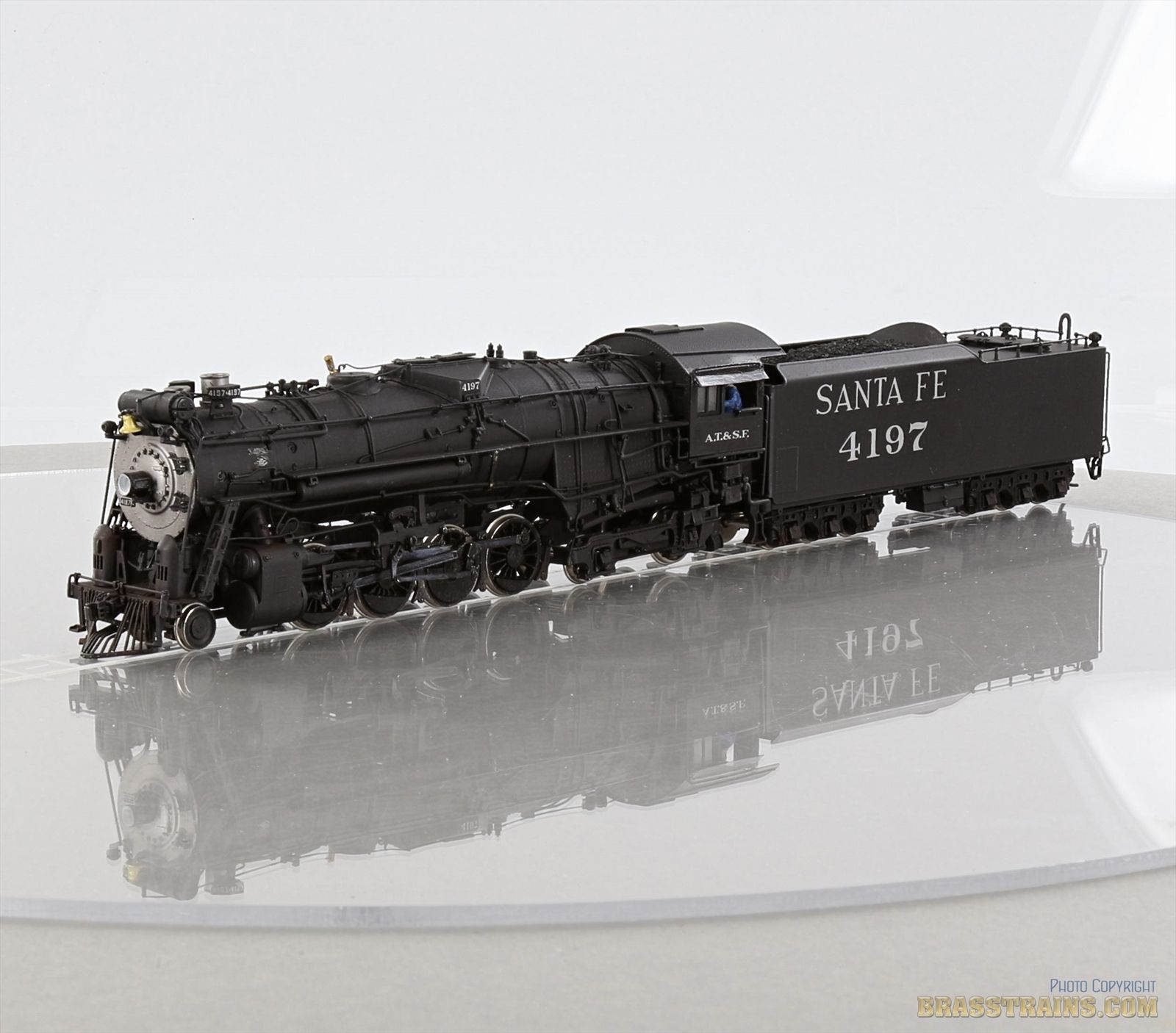 HO Scale Brass Model Train - PSC Crown 15516-1 AT&SF Santa Fe 2-8-4 #4197 Elesco FWH - F/P