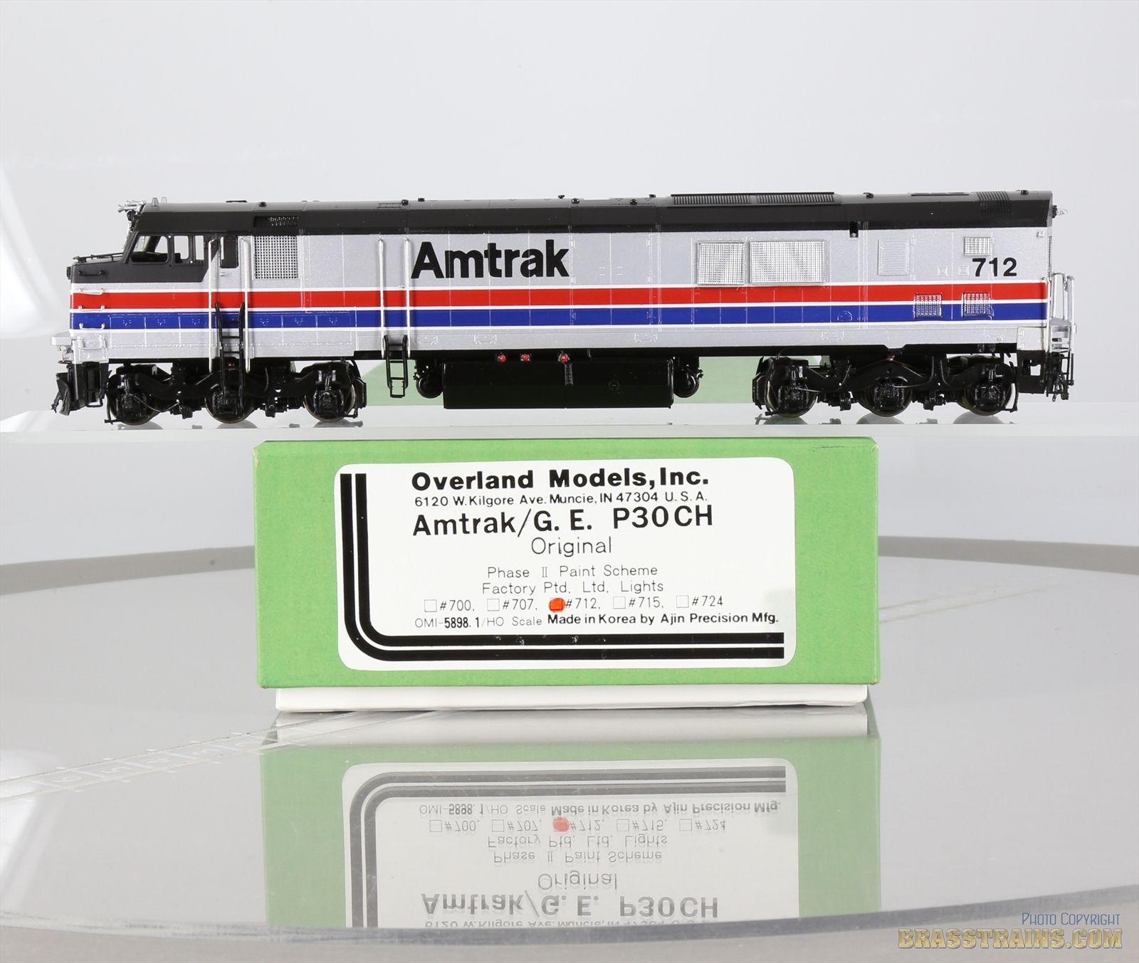 HO Scale Brass Model Train - Overland OMI 5898.1 Amtrak GE P30CH #712 ...