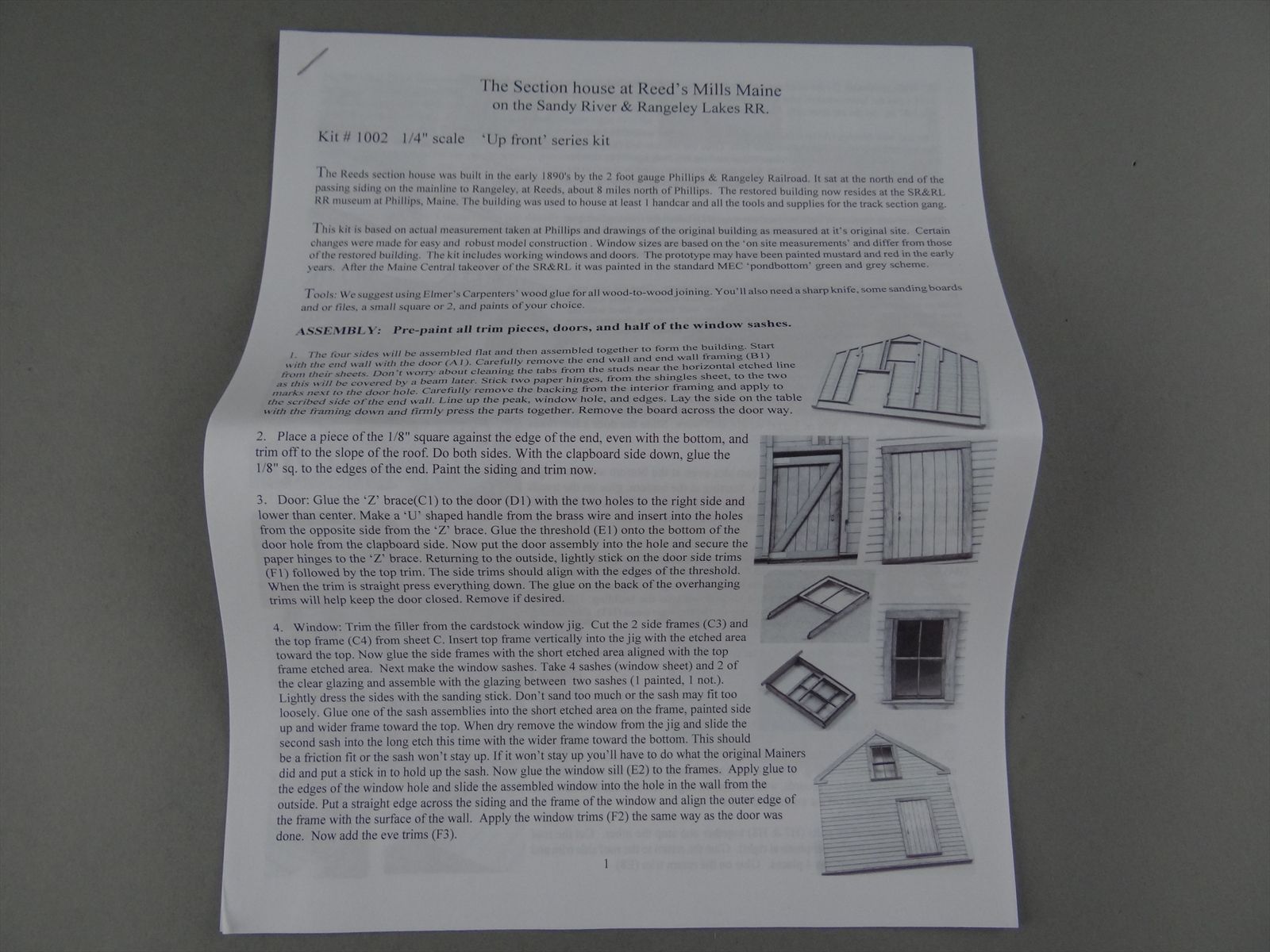 O Scale Craftsman Kit - Mount Blue Model Co. #1002-a Reed's Mills ...