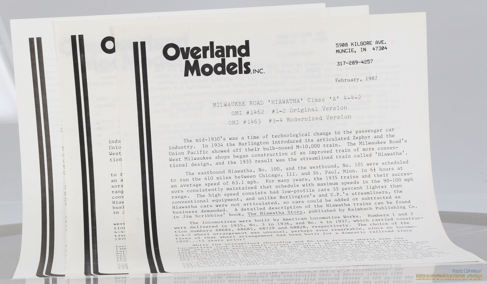 HO Scale Brass Model Train - OMI 1463 Overland Models Milwaukee ...