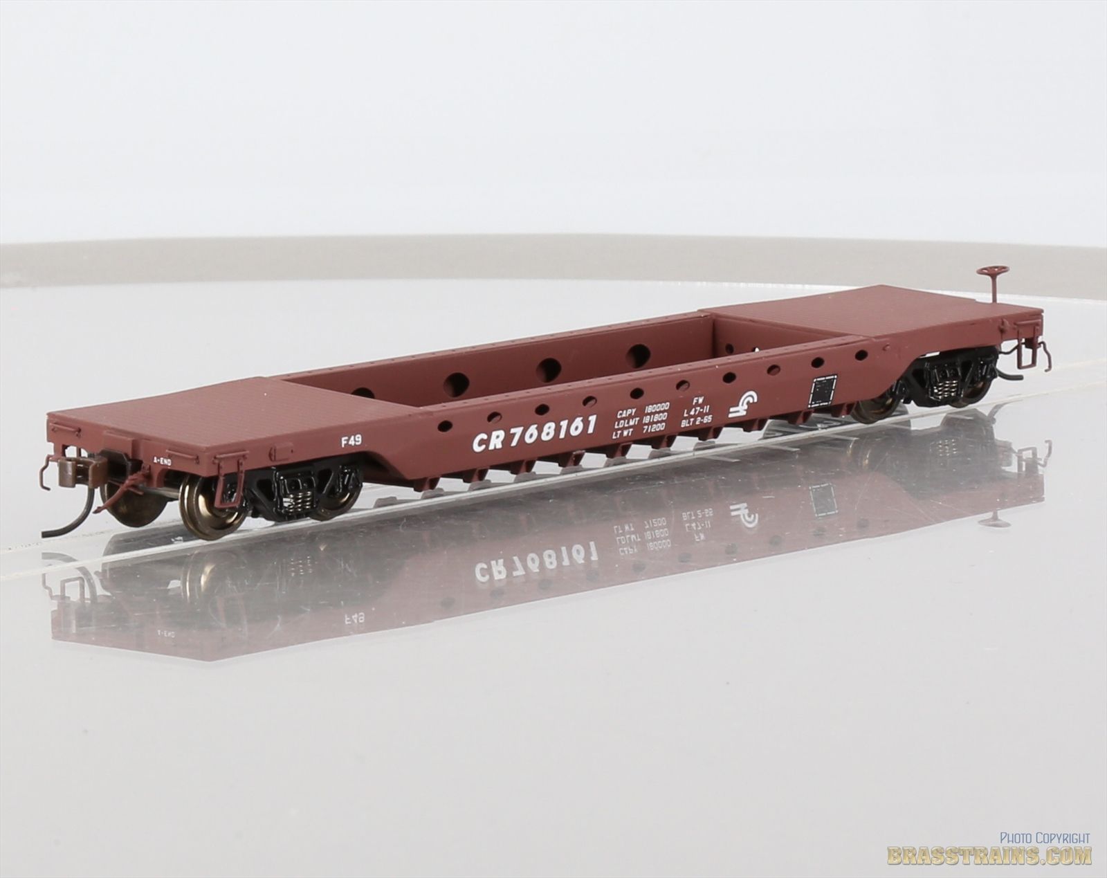 HO Brass Model Train - Railworks R-437.2 CR Conrail F-49 Well Flat Car ...