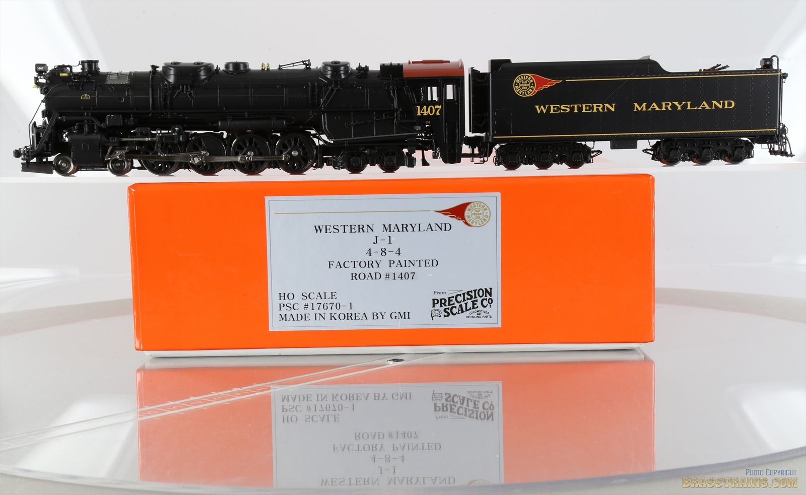 HO Brass Model Train - PSC 17670-1 WM Western Maryland 4-8-4 J-1 #1407 - F/P