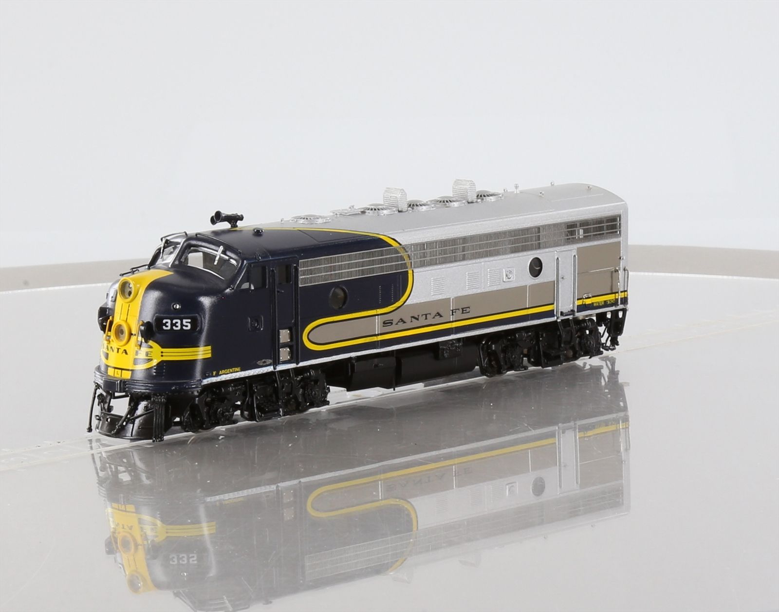 HO Brass Model Train - OMI 6498.3 ATSF Santa Fe F7 A-B #327 Diesel Set - Blue Warbonnet