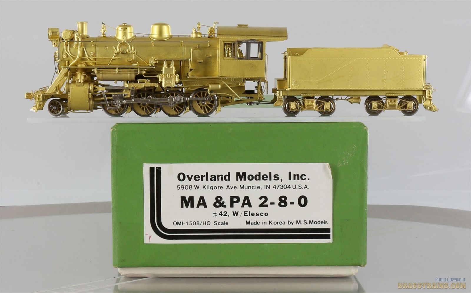 HO Brass Model Train - OMI 1508 Overland MA&PA 2-8-0 #42 w/ Elesco ...