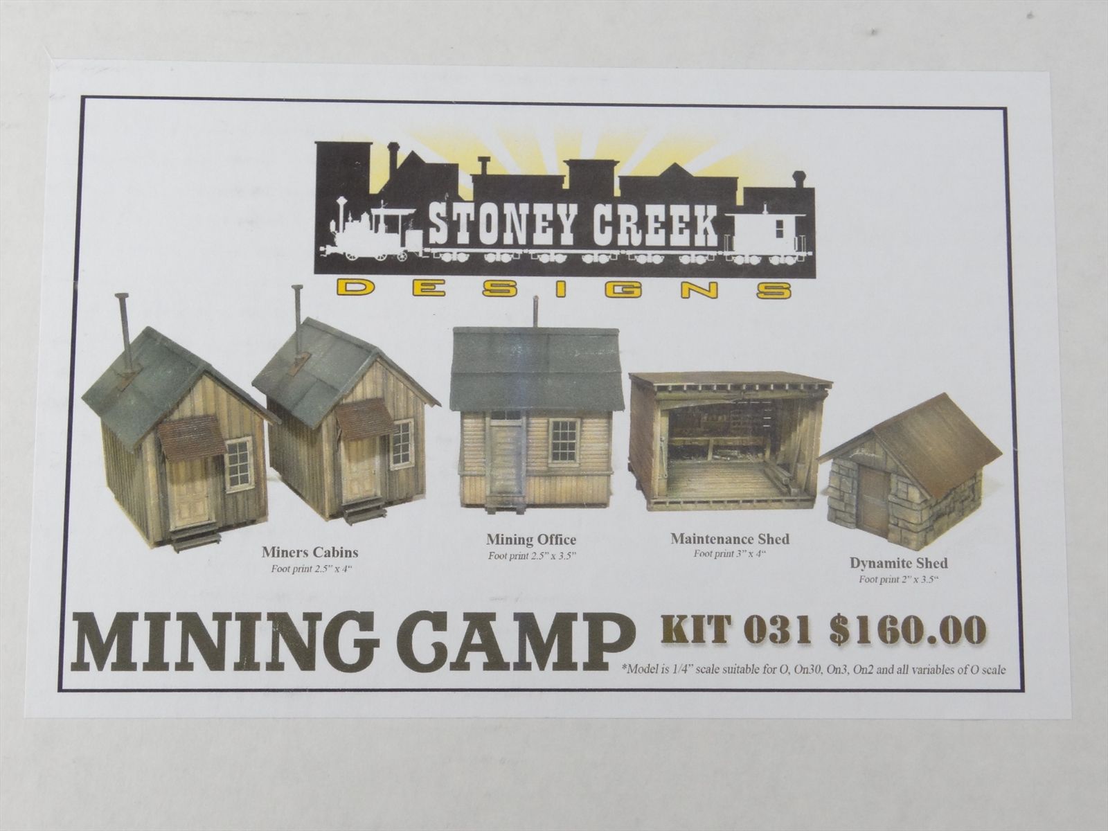 1/4" Scale O / On3 Stoney Creek Designs Craftsman Kit 031 - J&L Mining Camp