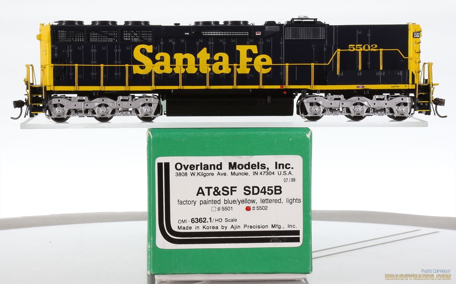 HO Brass Model Train - OMI 6362.1 Overland - ATSF Santa Fe SD45B Diesel #5502