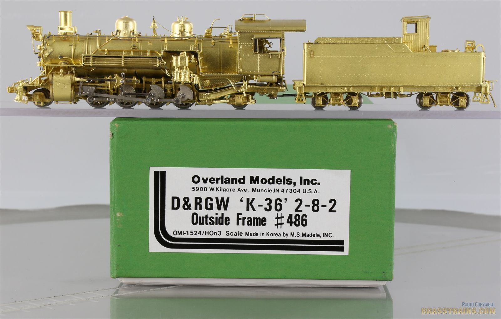 HOn3 Brass Model - OMI 1524 D&RGW K-36 2-8-2 Outside Frame #486 - Unpainted