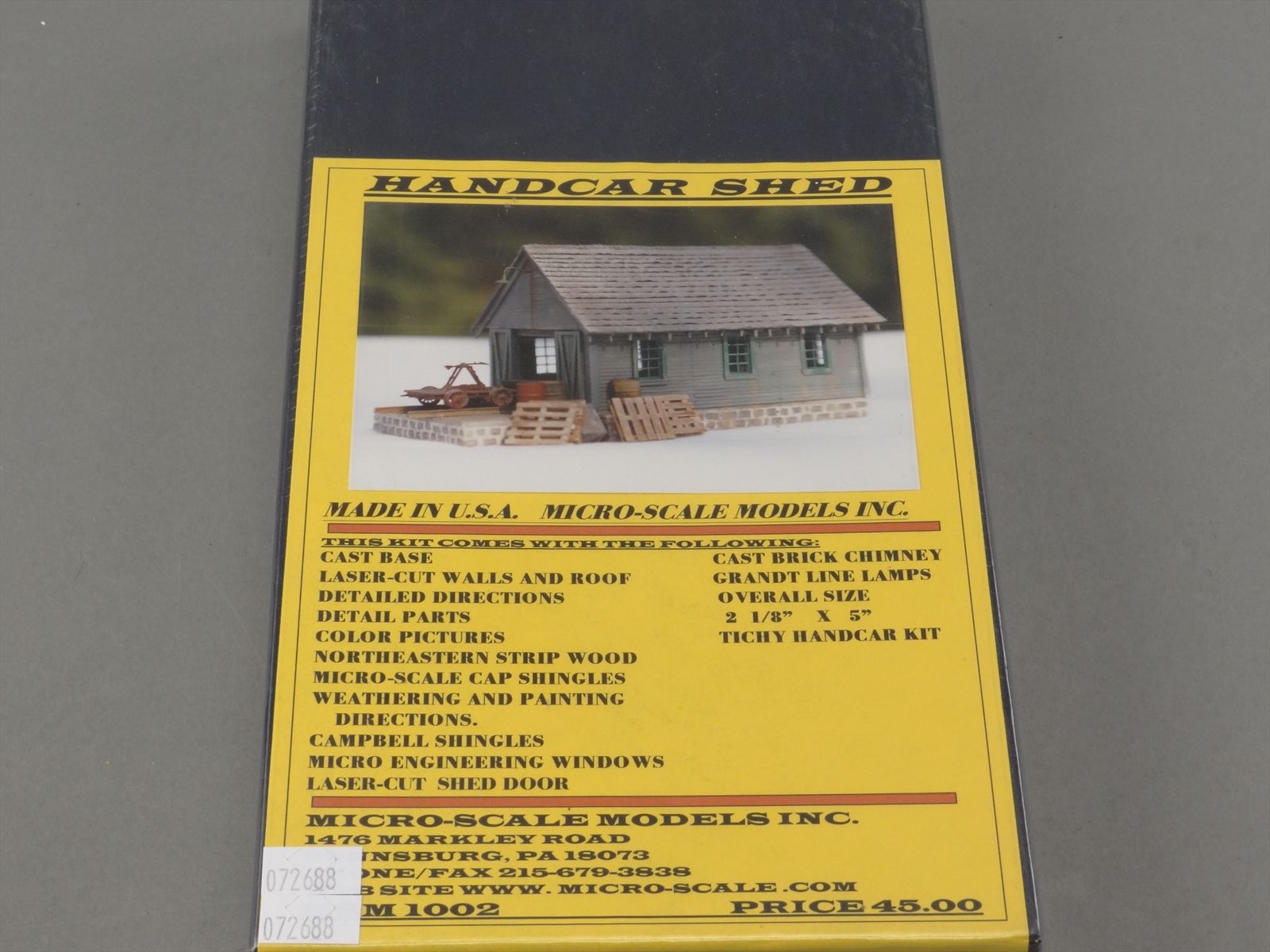 HO Scale Craftsman Kit - MSM Micro-Scale Miniatures - 1002 Handcar Shed