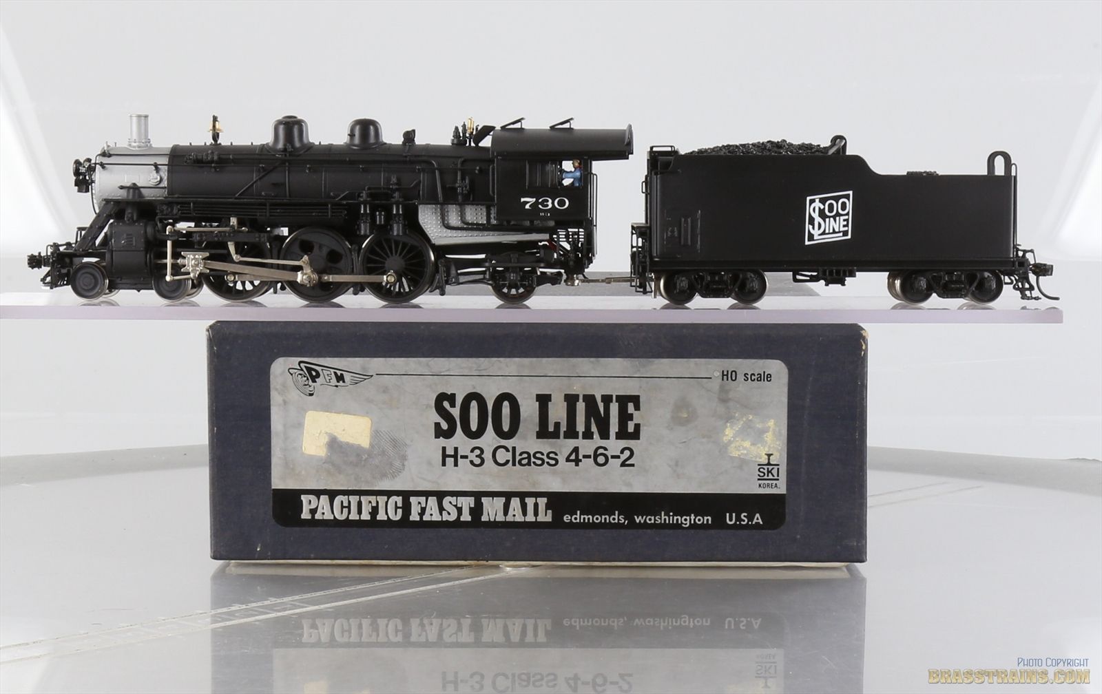 HO Brass Model Train - PFM Soo Line H-3 / H-23 Class 4-6-2 #730 - Custom