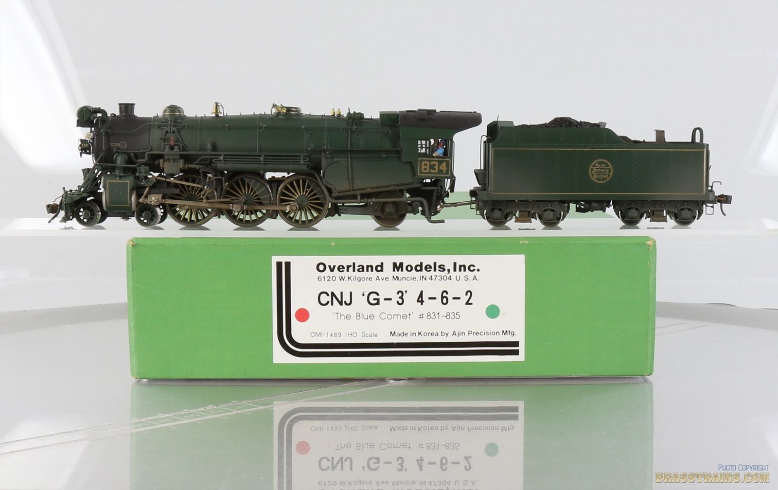 HO Brass Model - OMI 1489 Overland CNJ G-3 4-6-2 #834 - Pro Paint by ...