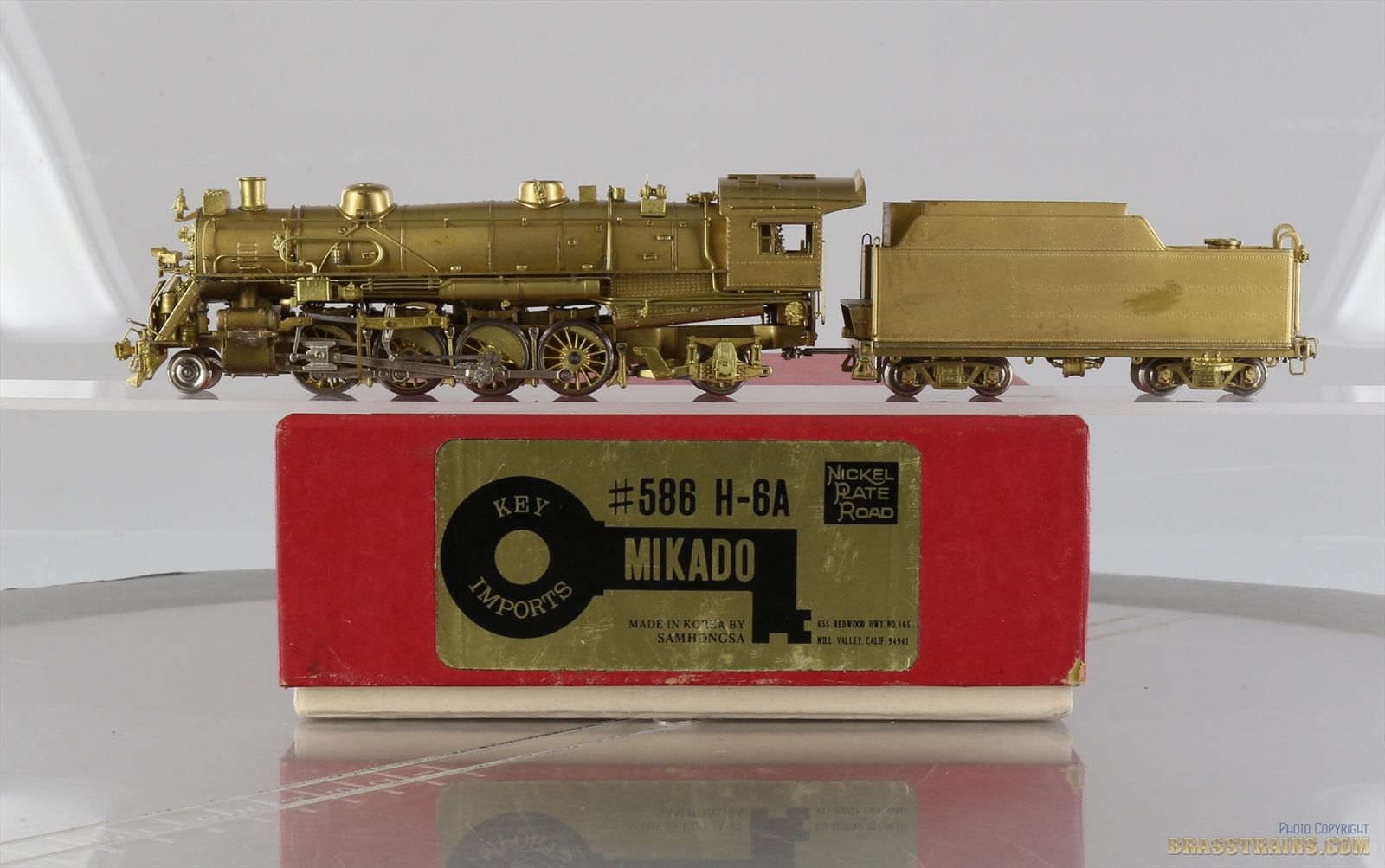 HO Brass Model - Key NKP Nickel Plate 2-8-2 H-6A Mikado #586 - Unpainted