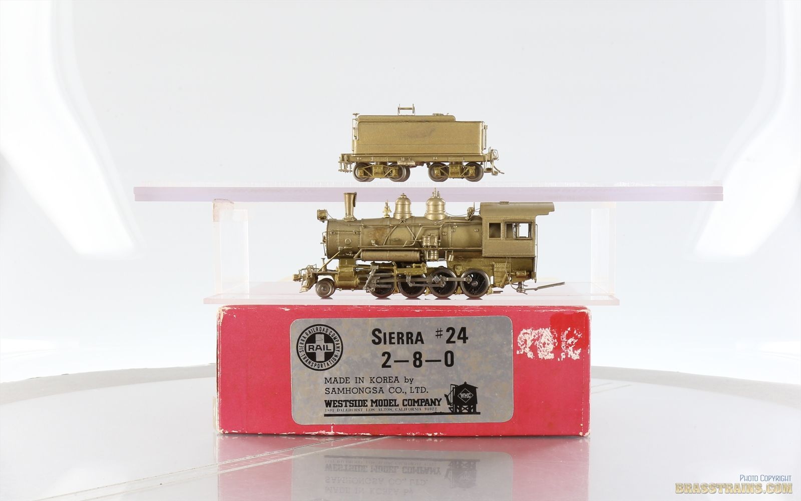 HO Scale Brass Model Train - WMC Sierra Railroad 2-8-0 #24 - Unpainted