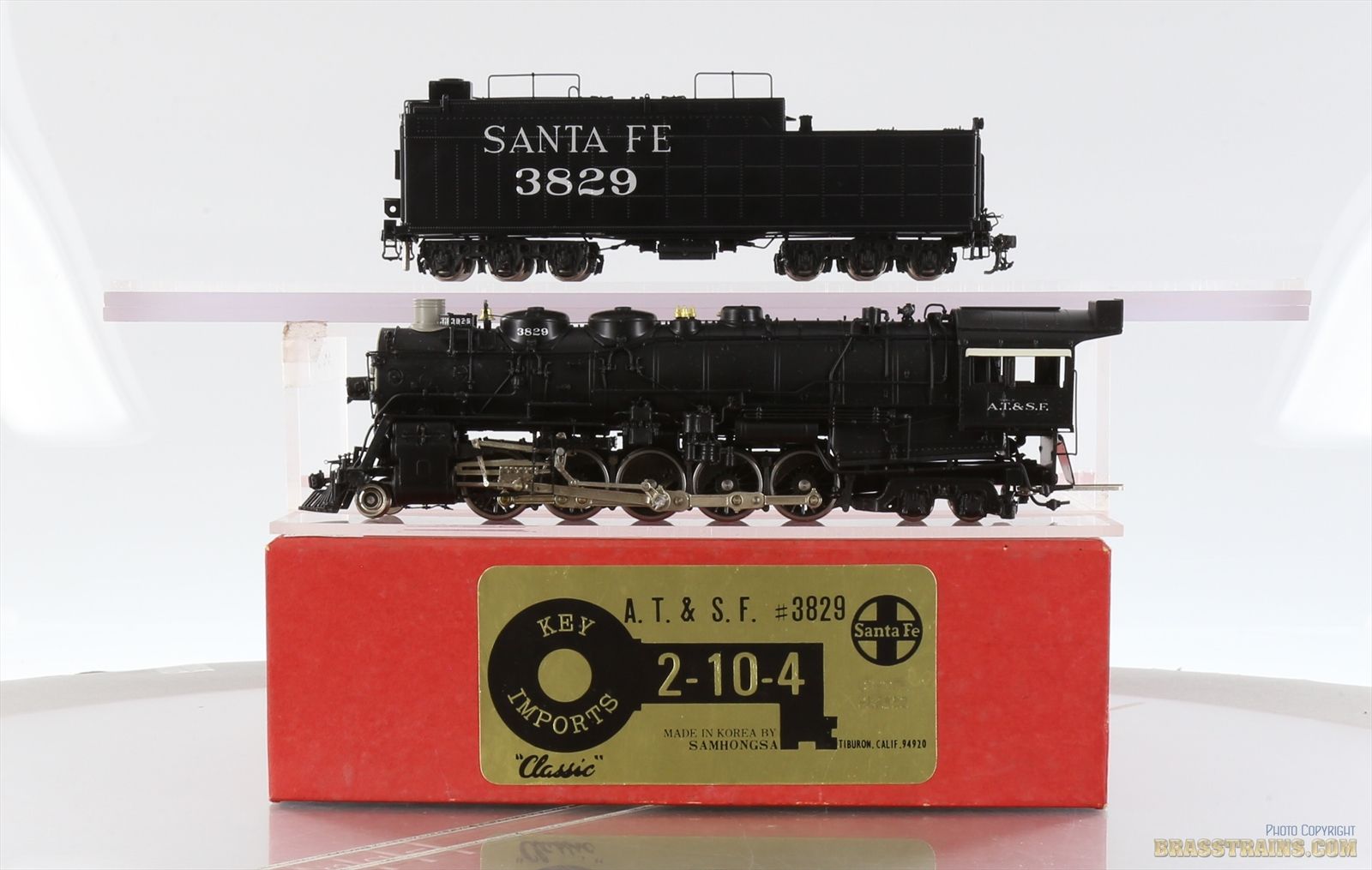 HO Brass Model - KEY CS#52 AT&SF Santa Fe Late Run 2-10-4 #3829 - F/P