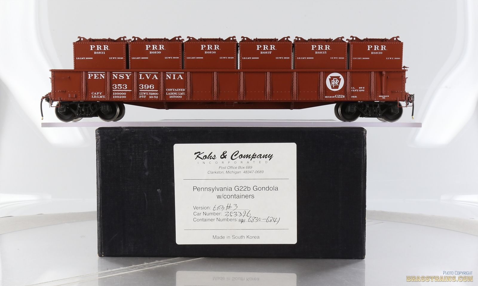 O Scale Brass Model - Kohs & Co. Pennsylvania PRR G22b Gondola w ...