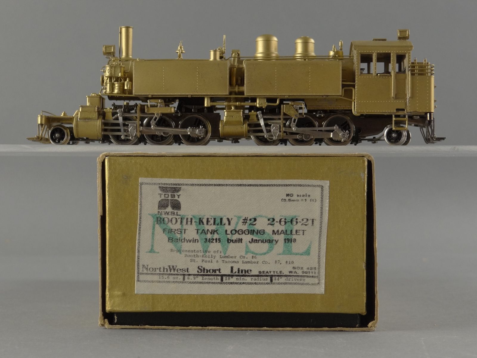 HO Brass Model - NWSL TOBY Booth-Kelly 2-6-6-2T First Tank Logging ...