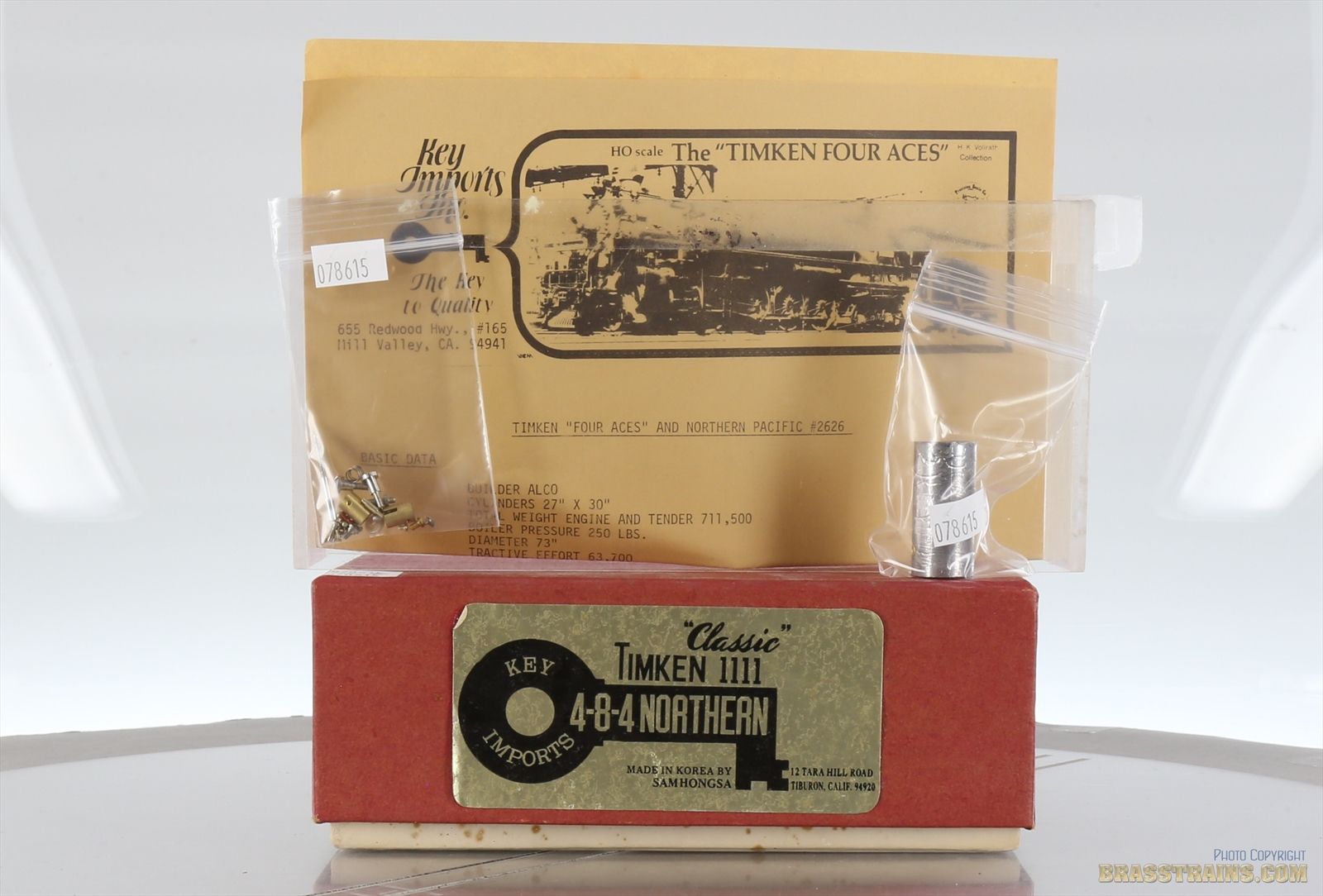 HO Brass ModeL - Key Imports NP Timken 4-8-4 Four Aces #1111 - Unpainted
