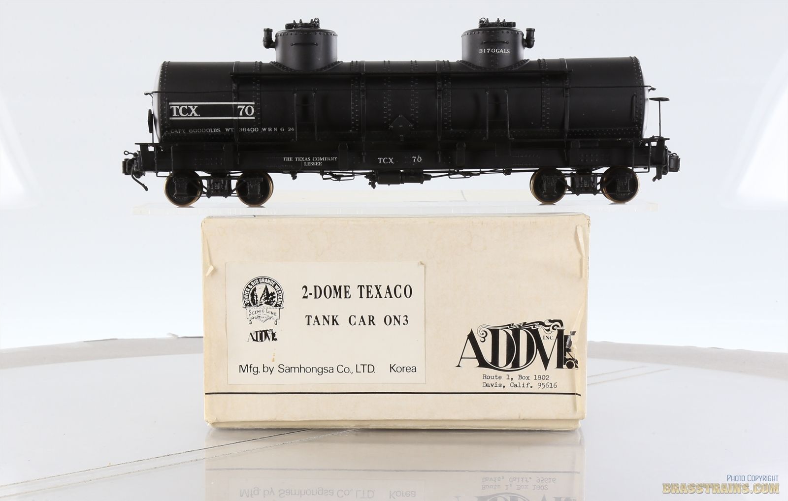 On30 Brass Model - ADDM D&RGW Rio Grande TCW Texaco 2-Dome Tank Car #70 ...