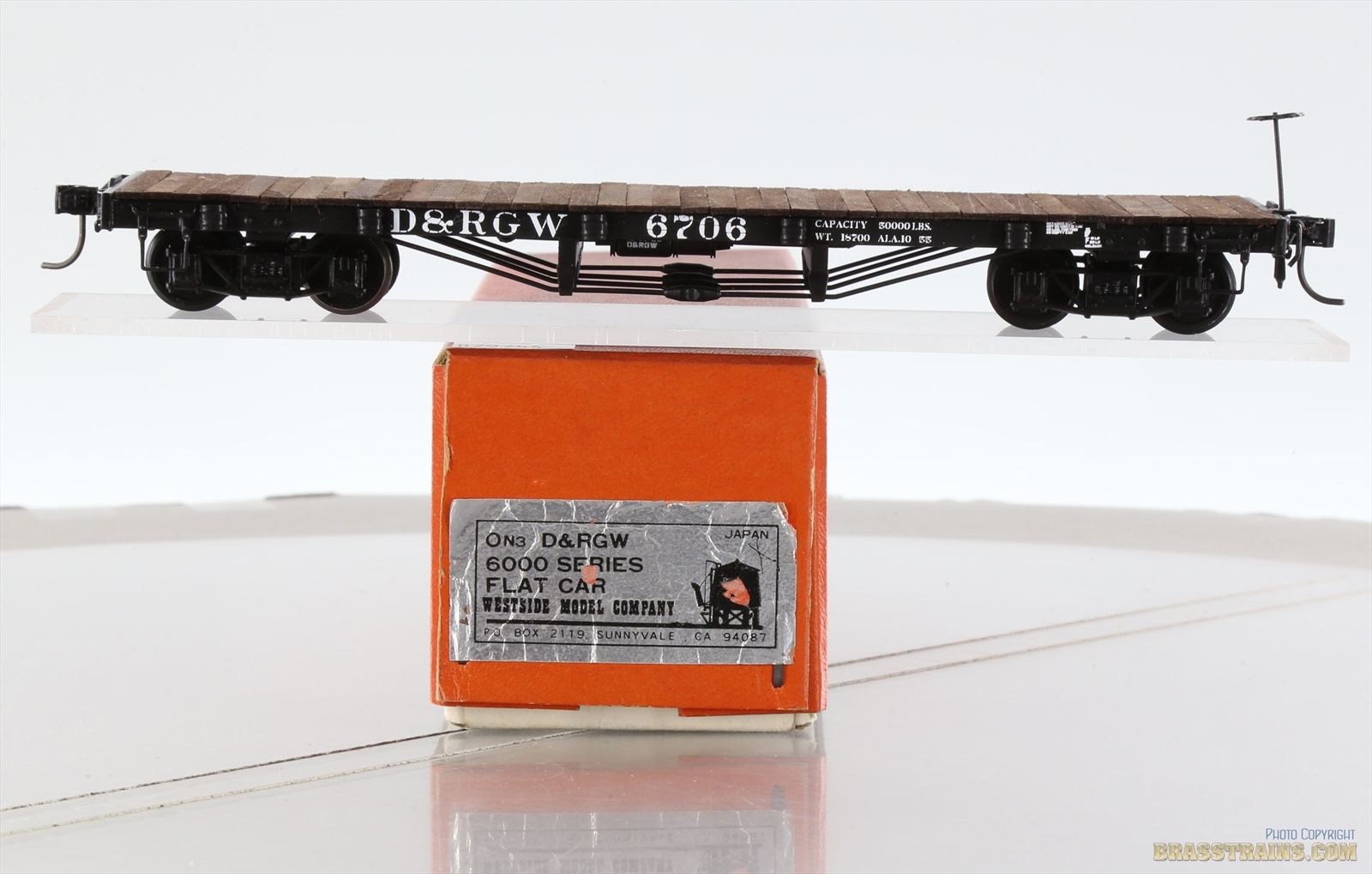 On30 Brass Model- WMC D&RGW Rio Grande 6000 Series Flat Car #6706 - Custom