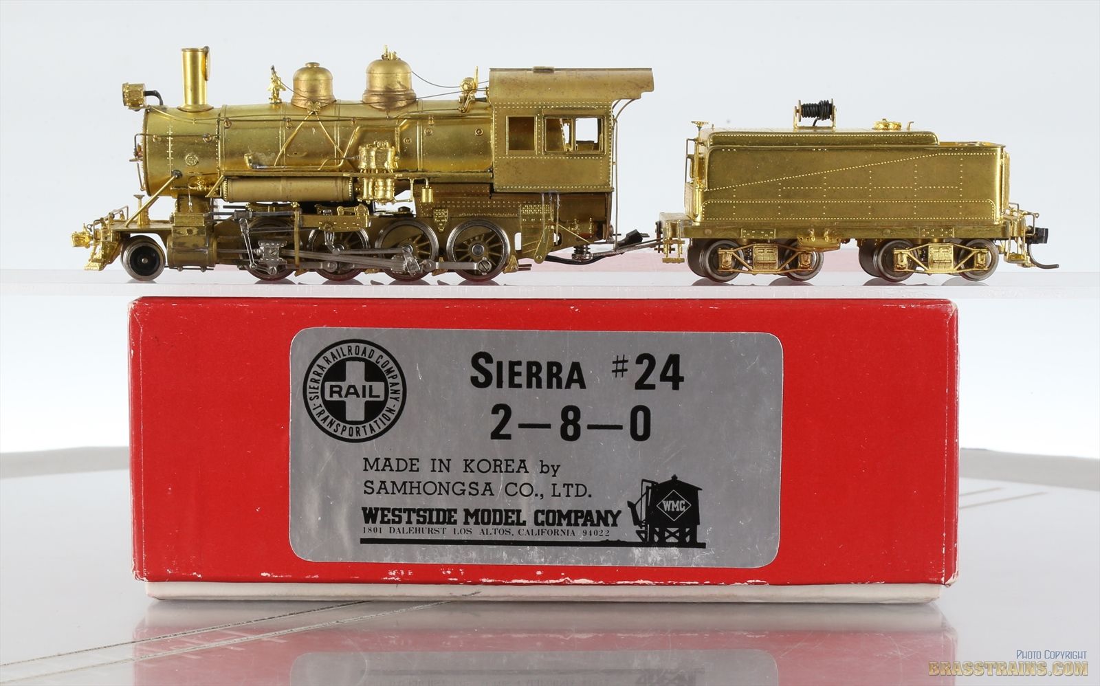 HO Scale Brass Model Train - WMC Sierra Railroad 2-8-0 #24 - Unpainted