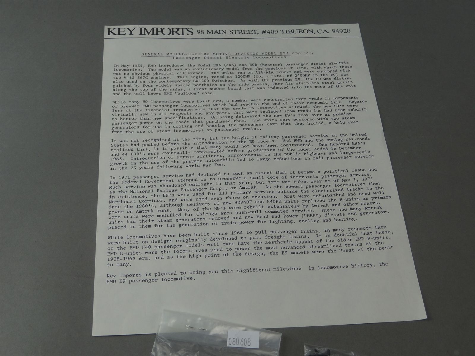 O Brass Model - Key CS#85 CB&Q Burlington Silver & Red EMD E9 E9A A-A ...