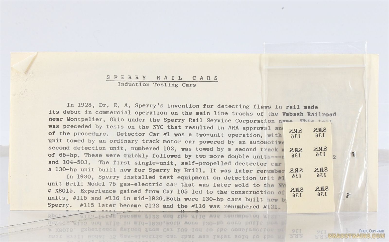 HO Brass Model - Hallmark NYC New York Central Sperry Rail Service ...