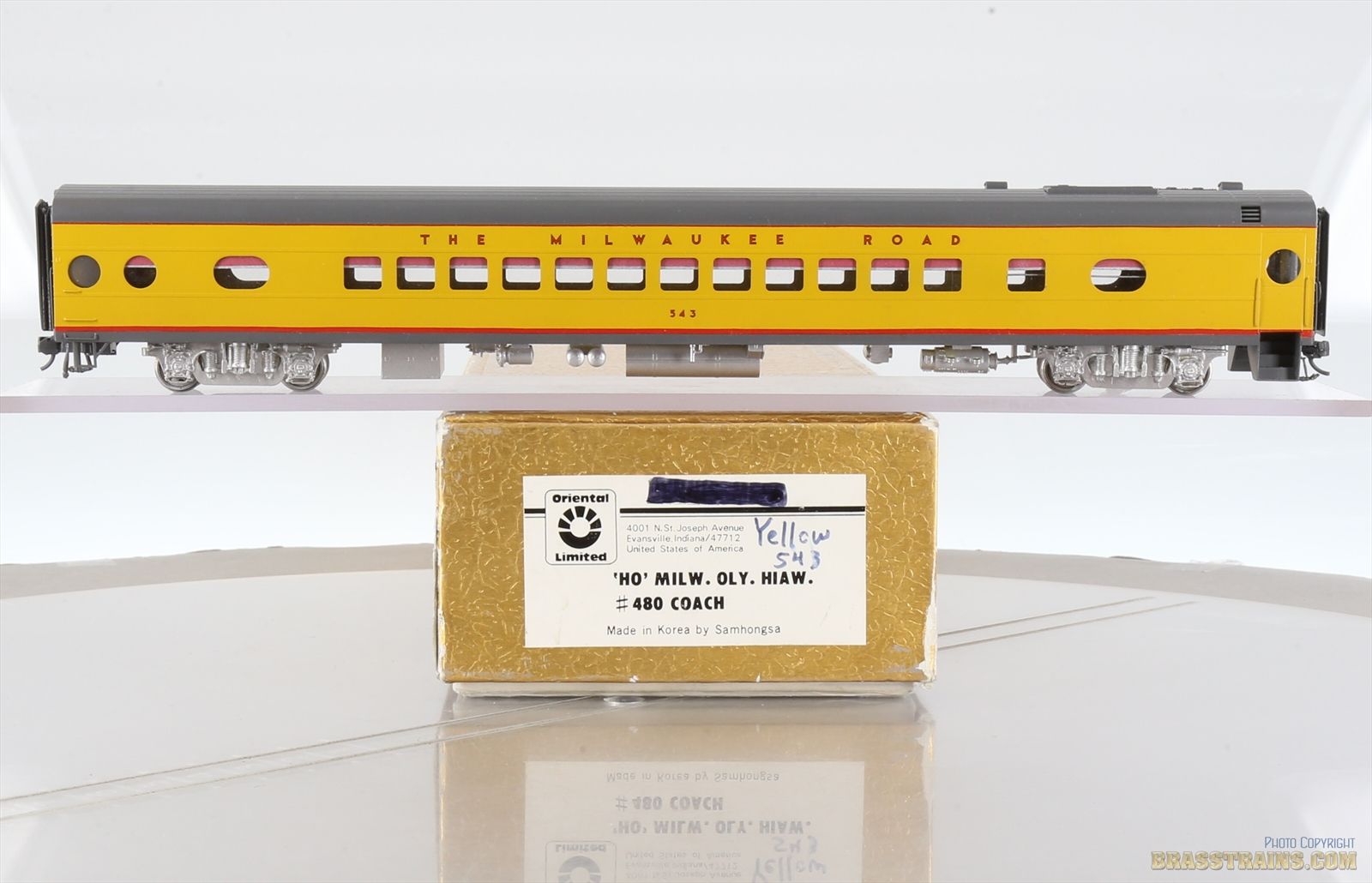 HO Brass Model - Oriental MILW Milwaukee Olympian Coach #543 - Custom Yellow