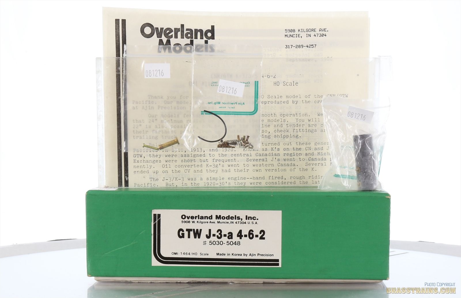 HO Brass Model - OMI 1464 GTW Grand Trunk J3a 4-6-2 #5030-5048 - Unpainted