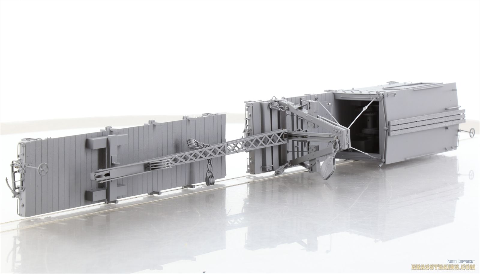 Sn3 Brass Model - DP D&RGW Rio Grande Derrick OP & Idler Flat #06063 - F/P