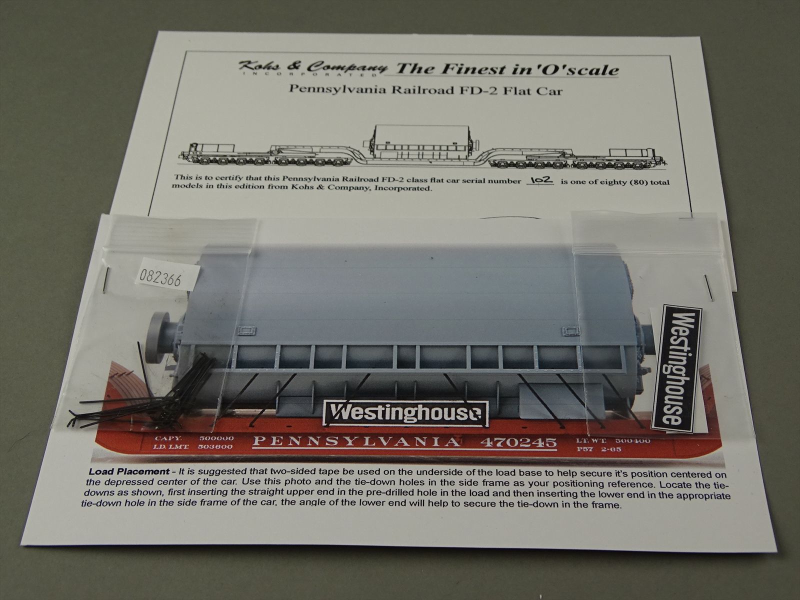 O Scale Brass Model - Kohs & Company Pennsylvana Railroad PRR FD-2 Flat ...