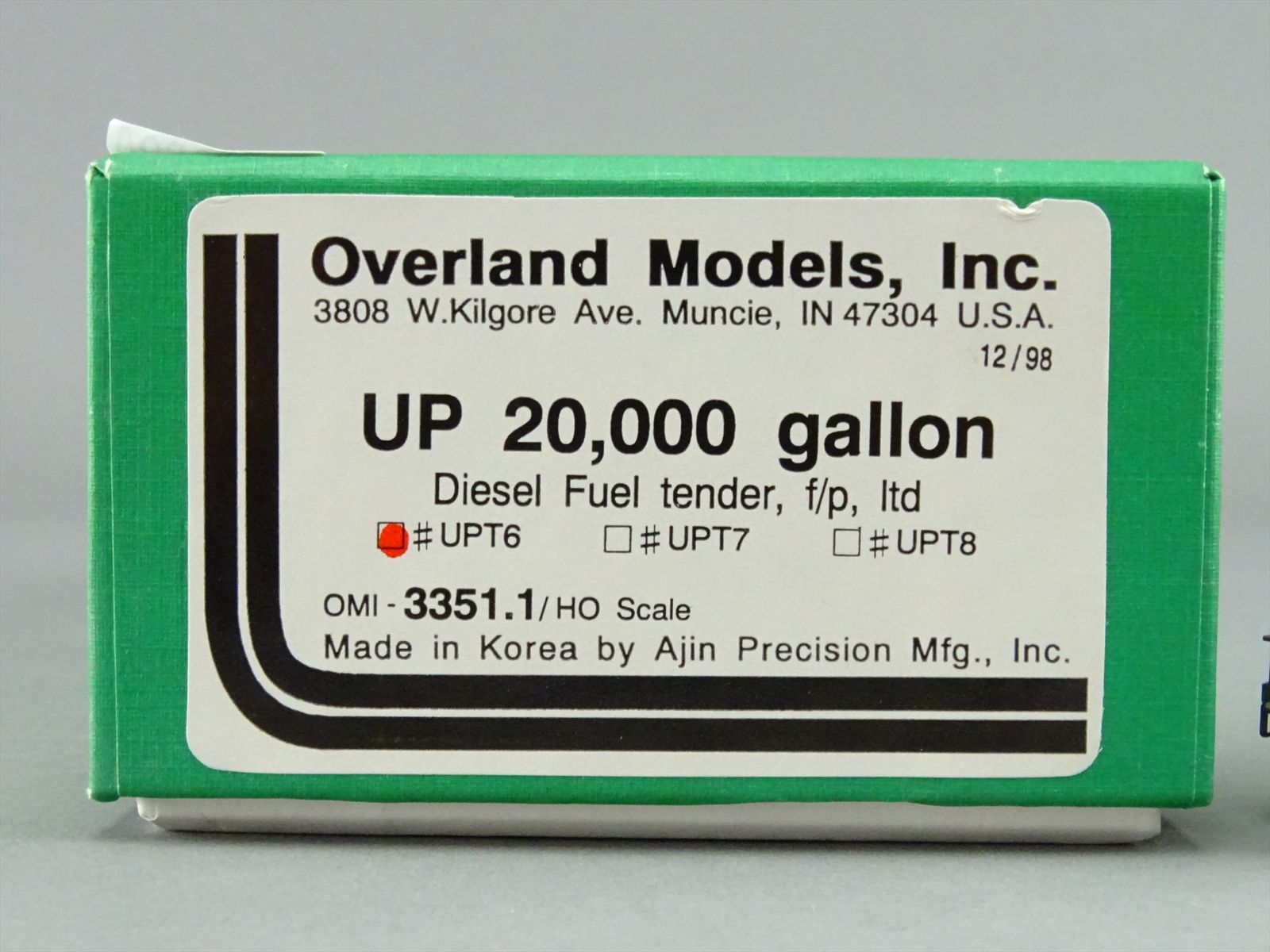 HO Brass Model - OMI 3351.1 UP UPT Union Pacific 20,000 Gallon Diesel ...