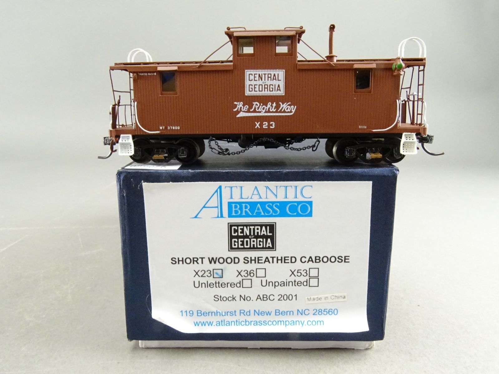 HO Brass Model - ABC Atlantic Brass CofG Central of Georgia Short Wood Sheathed Caboose #X23 - F ...