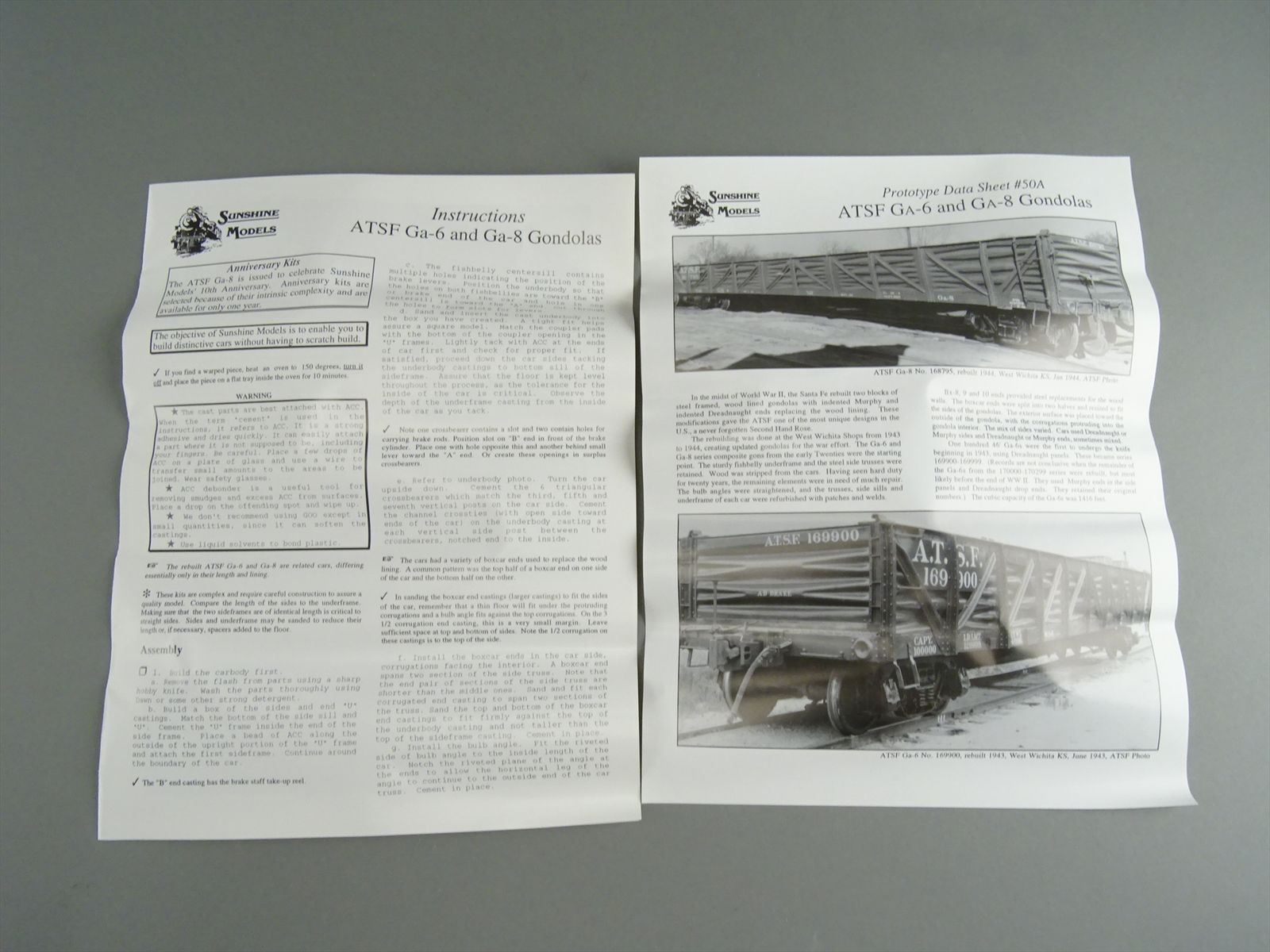 HO Model Freight Car - Sunshine Models ATSF GA-8 Gondola- Un-built Kit ...