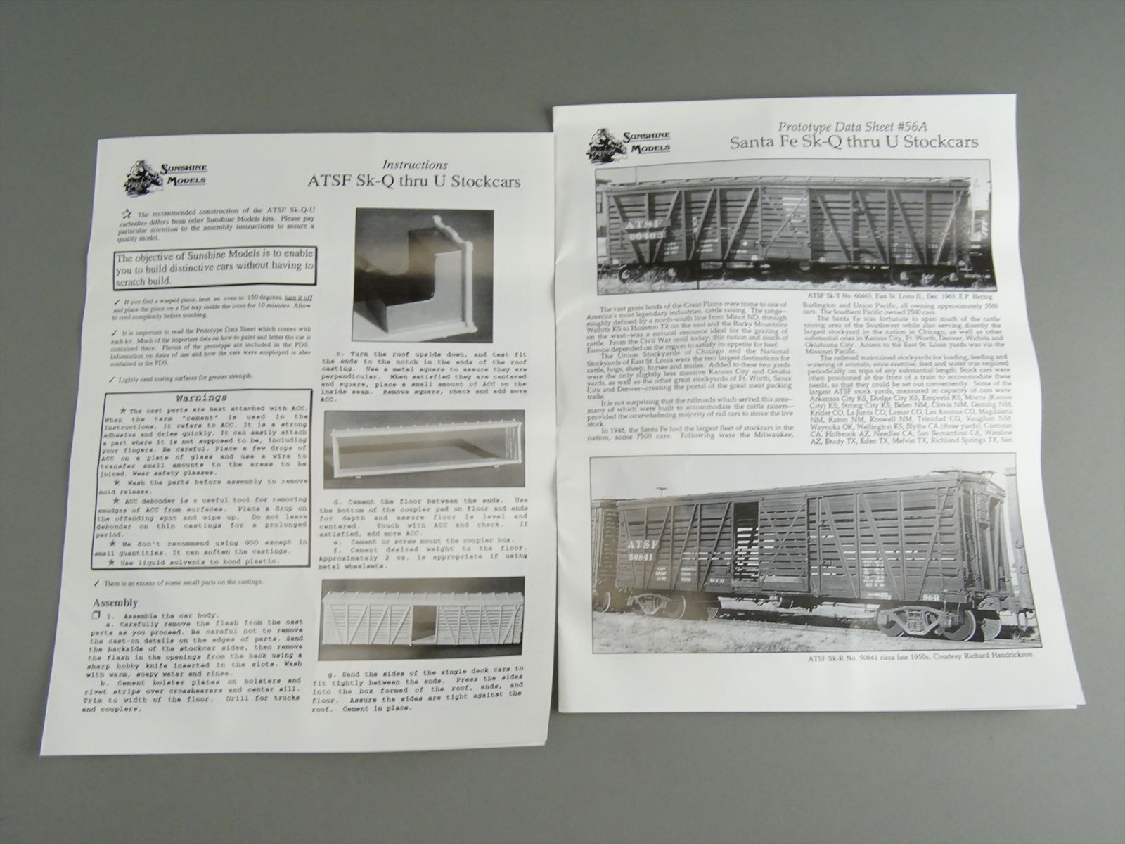 HO Model Freight Car - Sunshine Models Kit #56.3 ATSF - Partitioned Sk ...