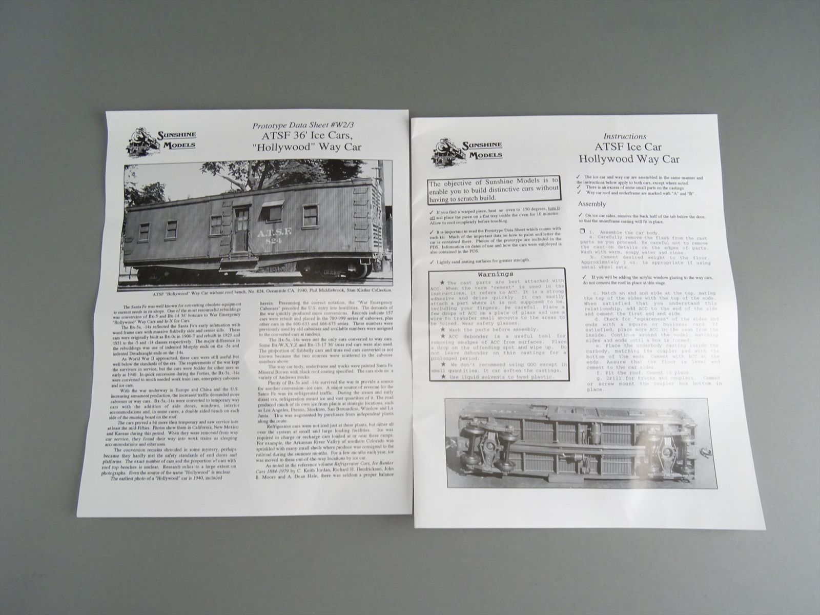 HO Model Freight Car - Sunshine Models Kit #W2.1 ATSF - Ie-X 36' Ice ...