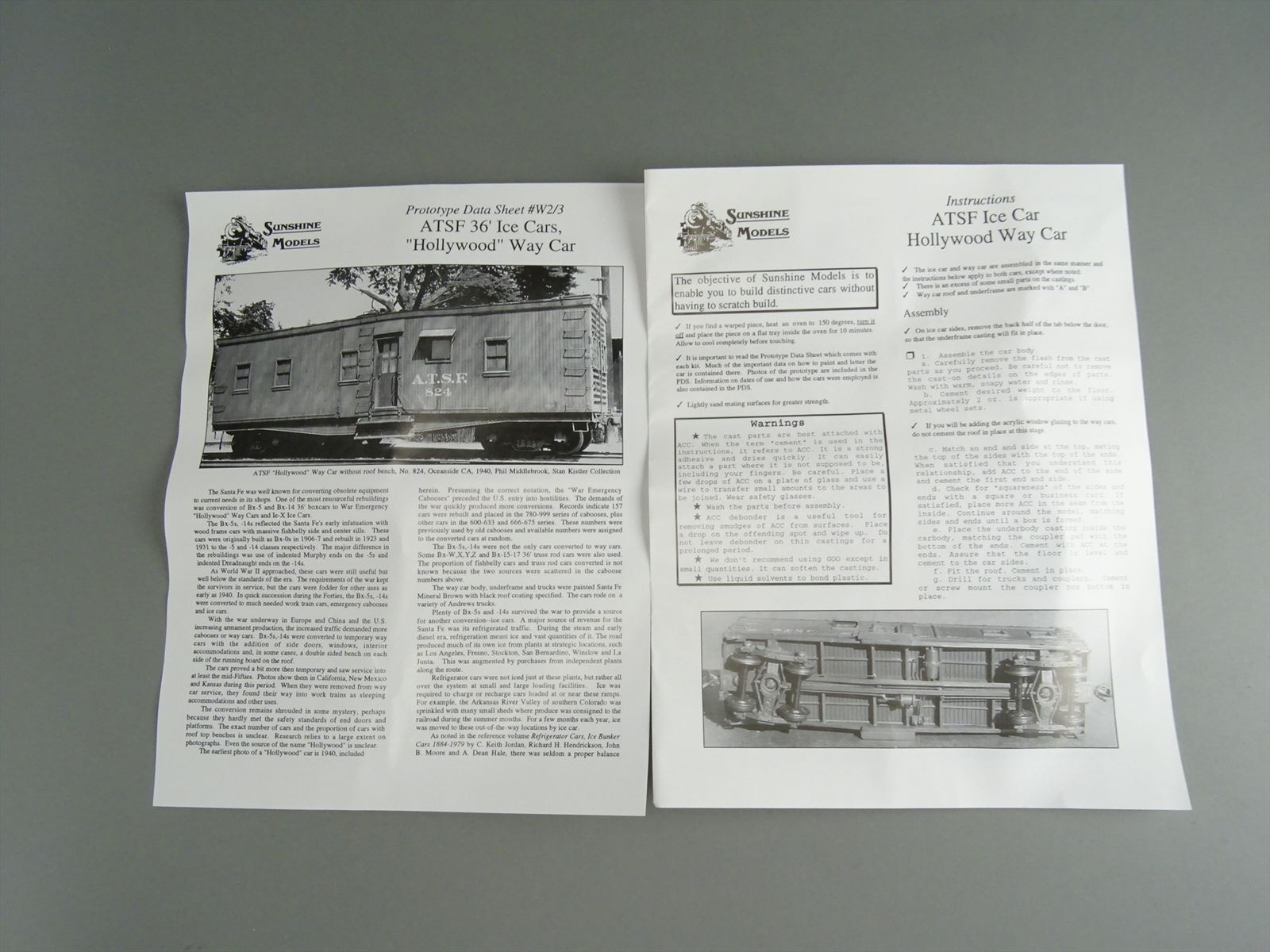 HO Model Freight Car - Sunshine Models Kit #W2.2 ATSF - Ie-X 36' Ice ...