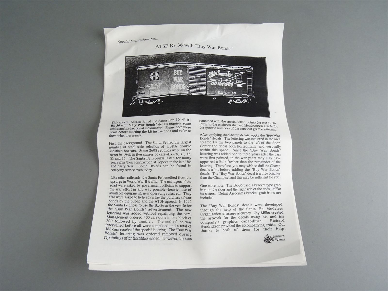 HO Model Freight Car - Sunshine Models Kit Box-36 Santa Fe - Buy War ...