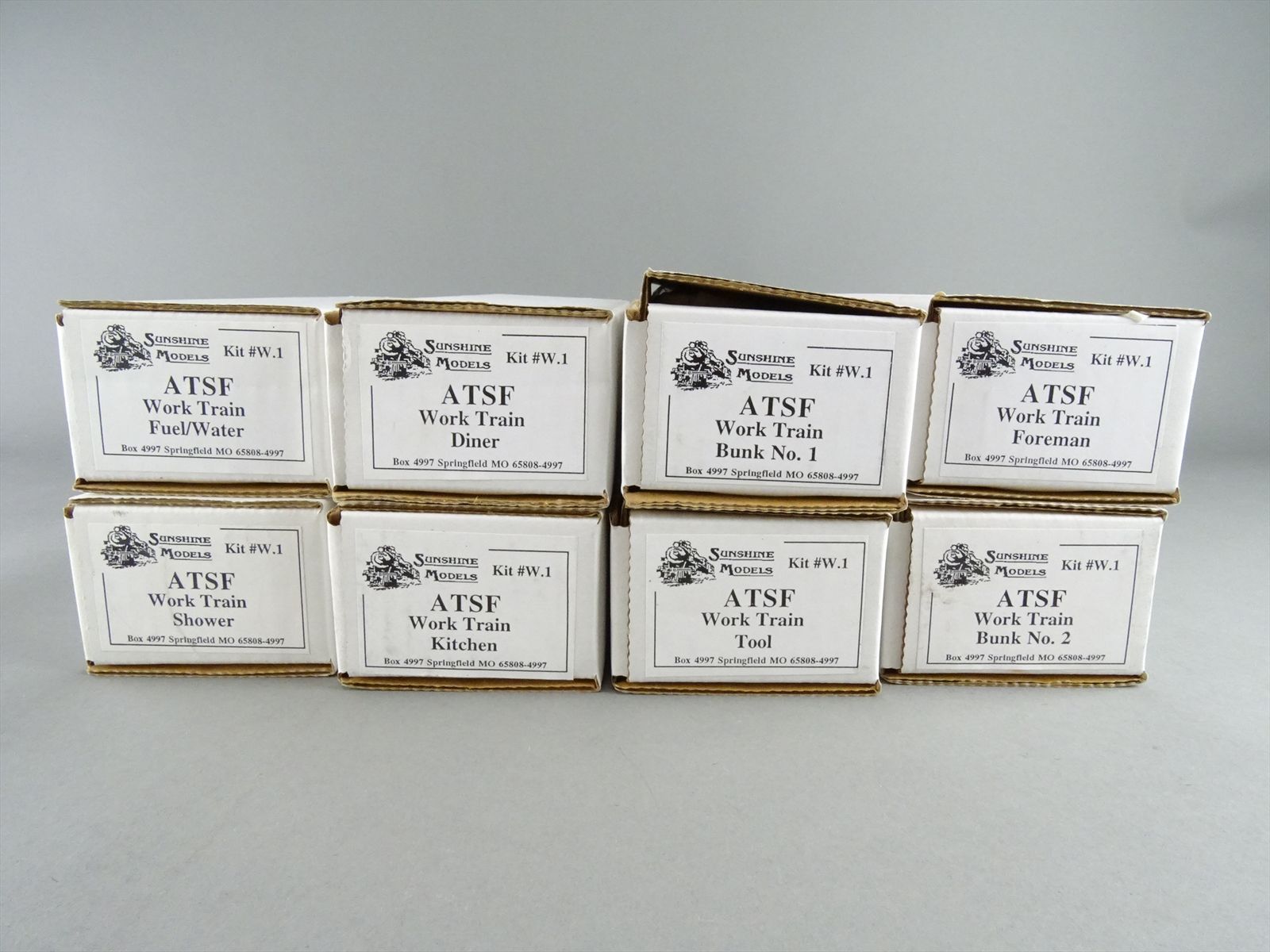 HO Model Freight Car - Sunshine Models W.1 AT&SF Work Train 8 Car Kit ...