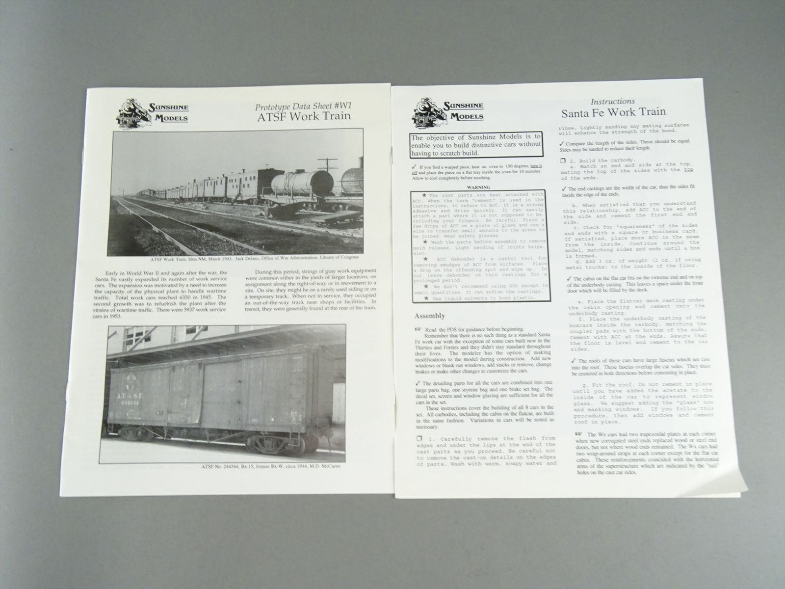 HO Model Freight Car - Sunshine Models W.1 AT&SF Work Train 8 Car Kit ...