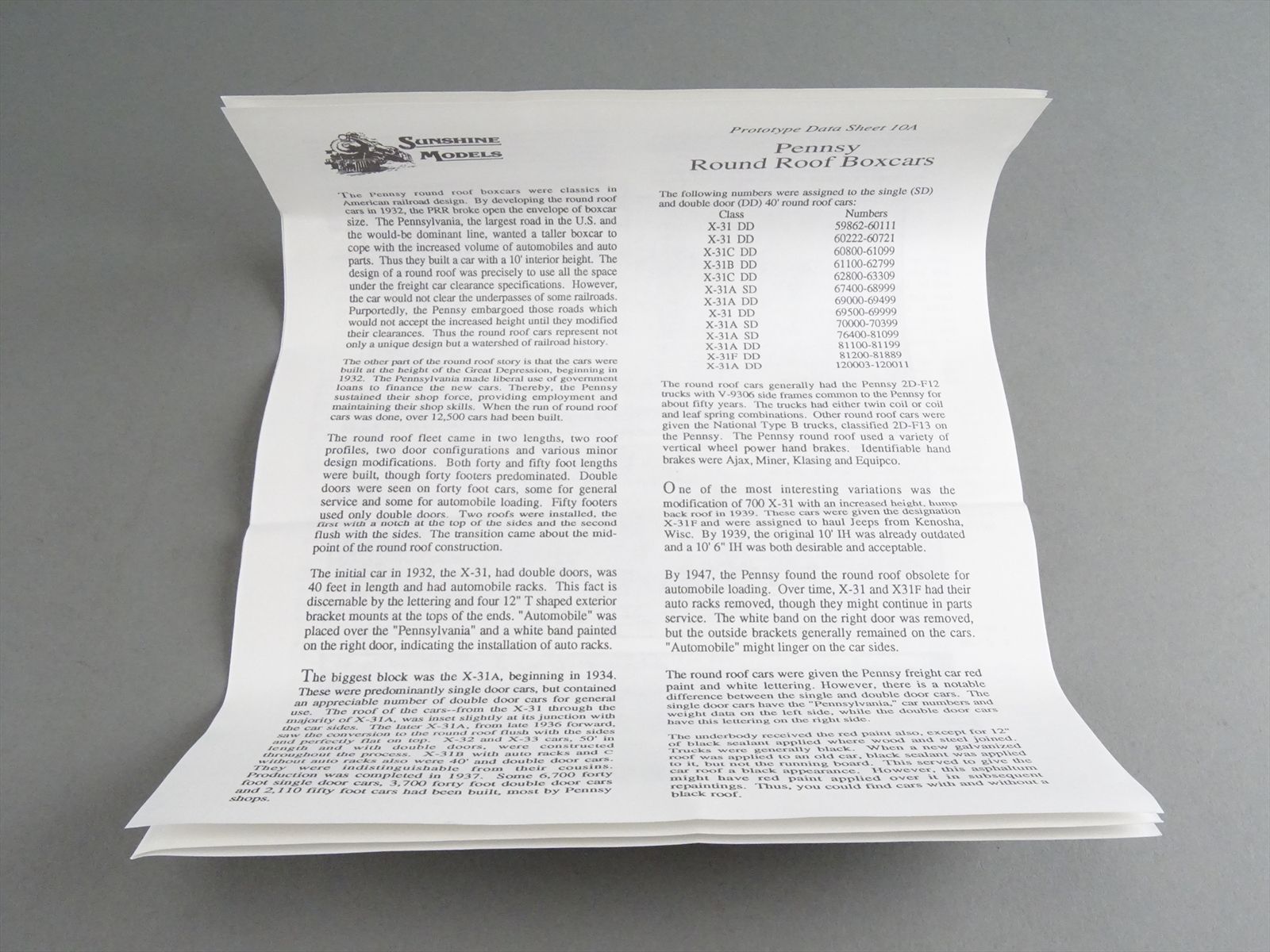 HO Model Freight Car - Sunshine Models Kit #10.8 - Pennsy X-31F Jeep ...