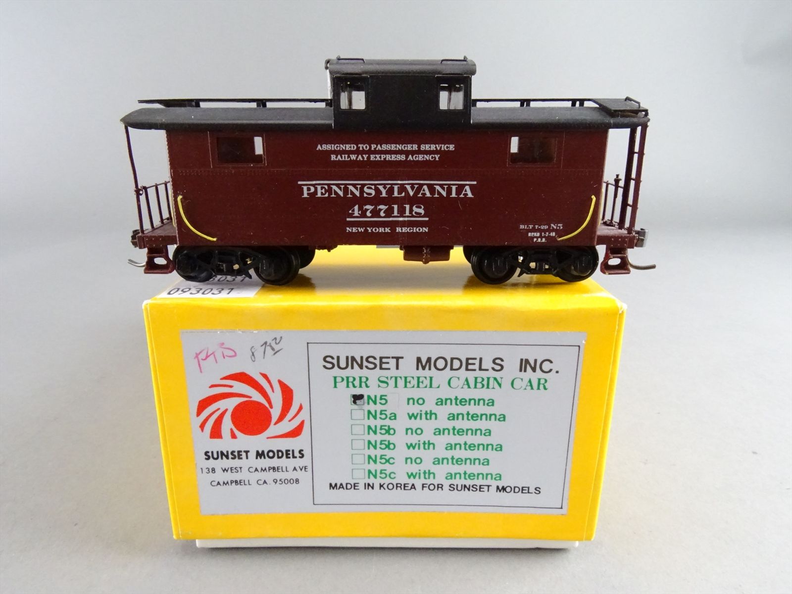 HO Brass Model - Sunset PRR Pennsylvania Steel Cabin Car N5A Caboose No ...